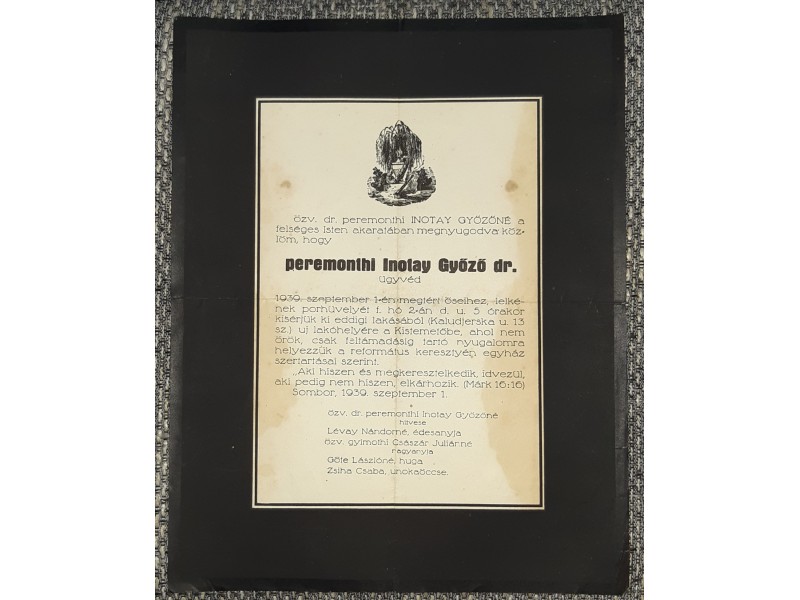 Smrtovnica iz 1939 god.