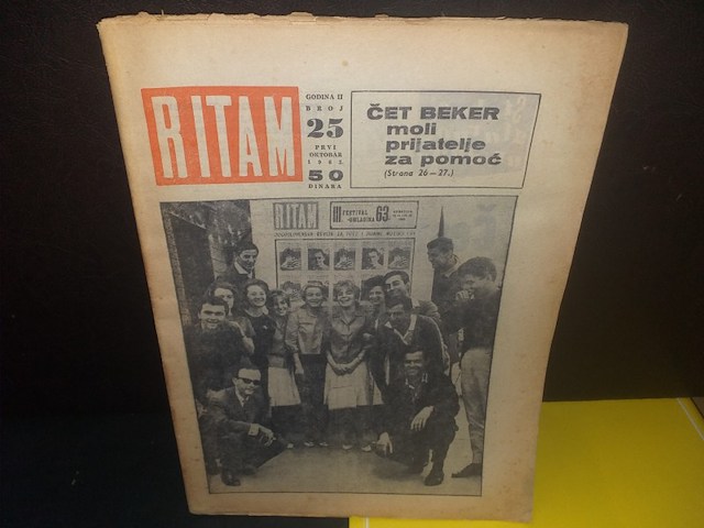 Kultni časopis - RITAM br.25 / 1. oktobar 1963.