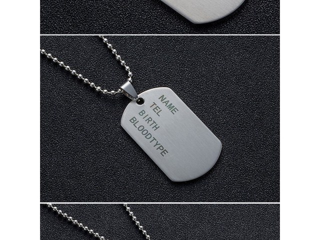 Dog tag ogrlica name,tel,birth,bloodtype