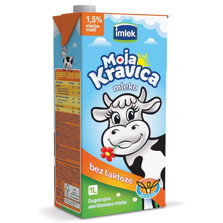 Imlek moja kravica dugotajno mleko 1.5%m.m. bez laktoze 1l