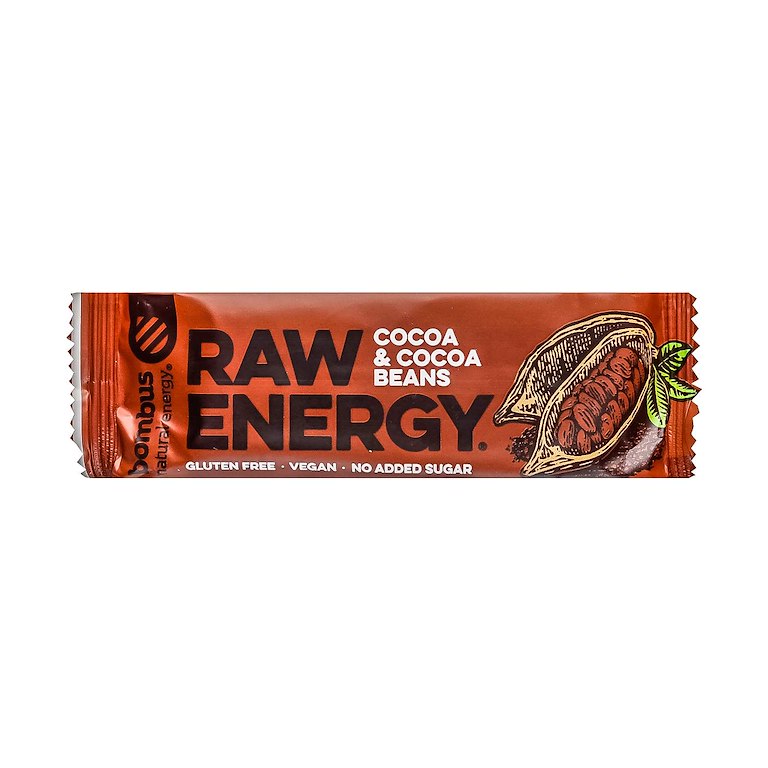 bar raw energy cocoa&cocoa beans 50g bombus