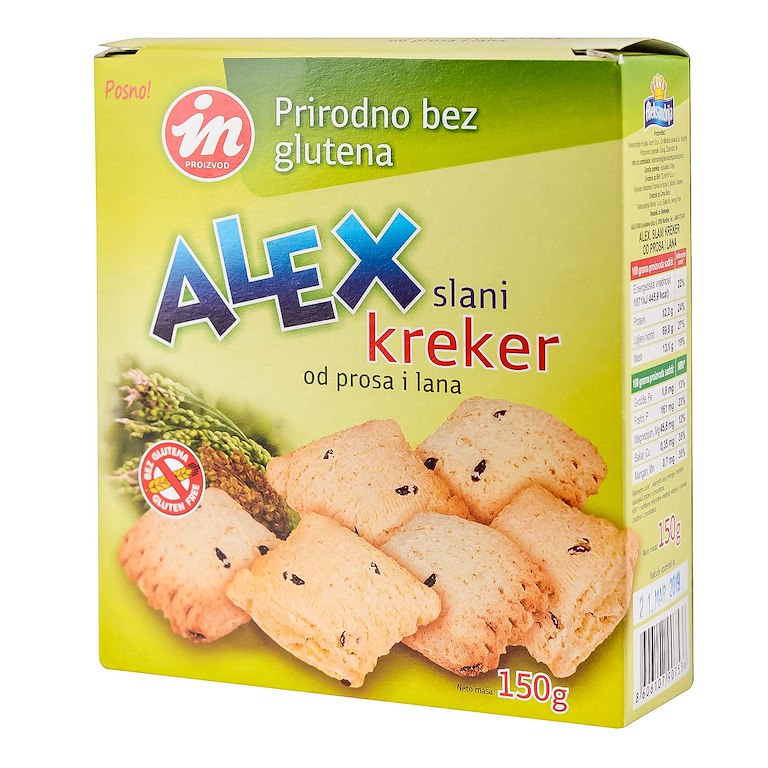 kreker slani bezglutena od prosa i lana 150gr