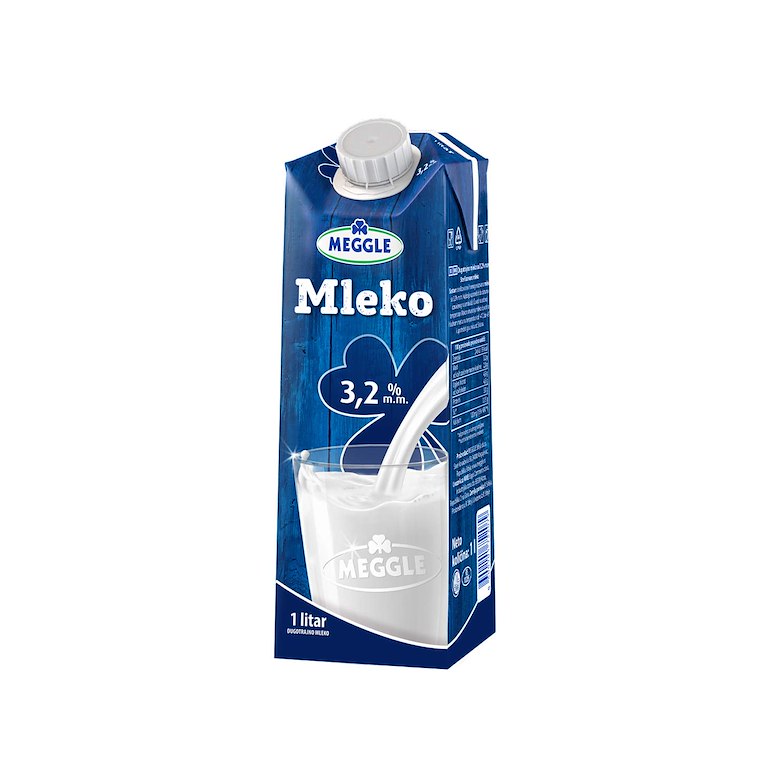 Meggle dugotrajno mleko 3.2% mlečne masti 1 l tetrapak čep Meggle