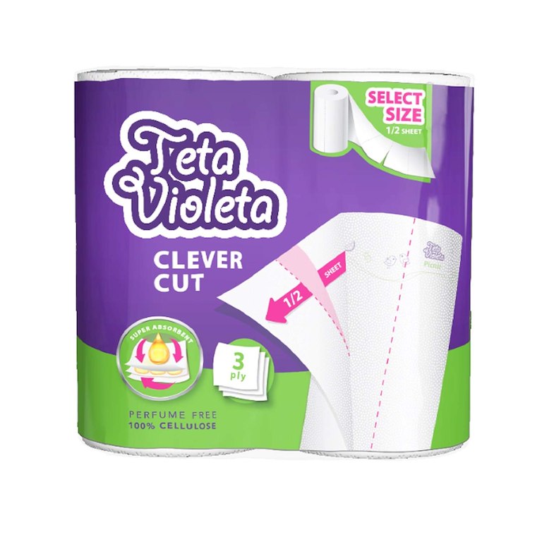 Teta Violeta clever cut troslojni papirni ubrusi 2 komada