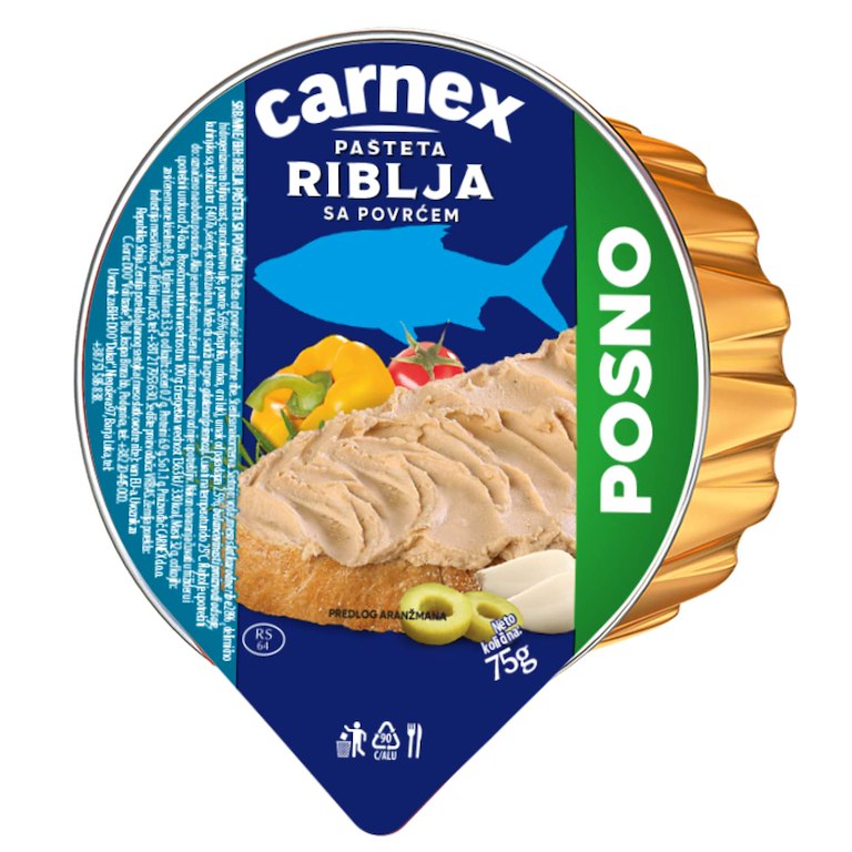 Carnex riblja pašteta povrće 75g