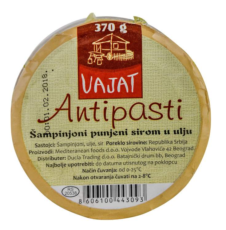 Vajat antipasti šampinjoni punjeni sirom u ulju 370g