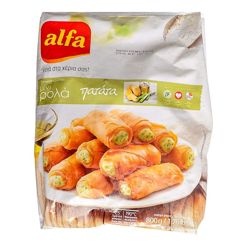 PITA MINI ROLLS SA KROMPIROM 800G ALFA