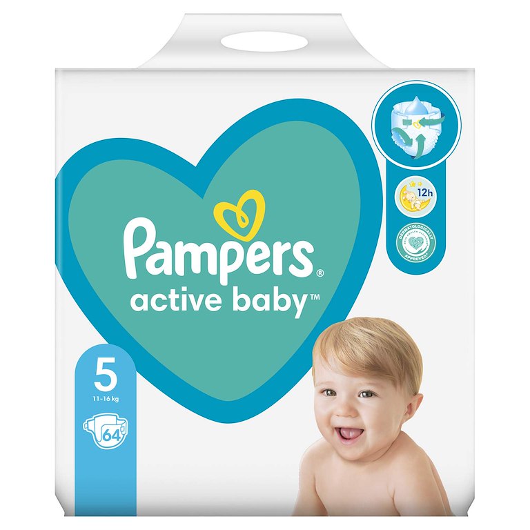 Pampers active baby-dry pelene 11-18kg 64kom