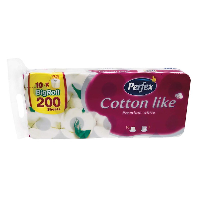 Perfex Cotton like premium white troslojni toaletni papir 10 komada