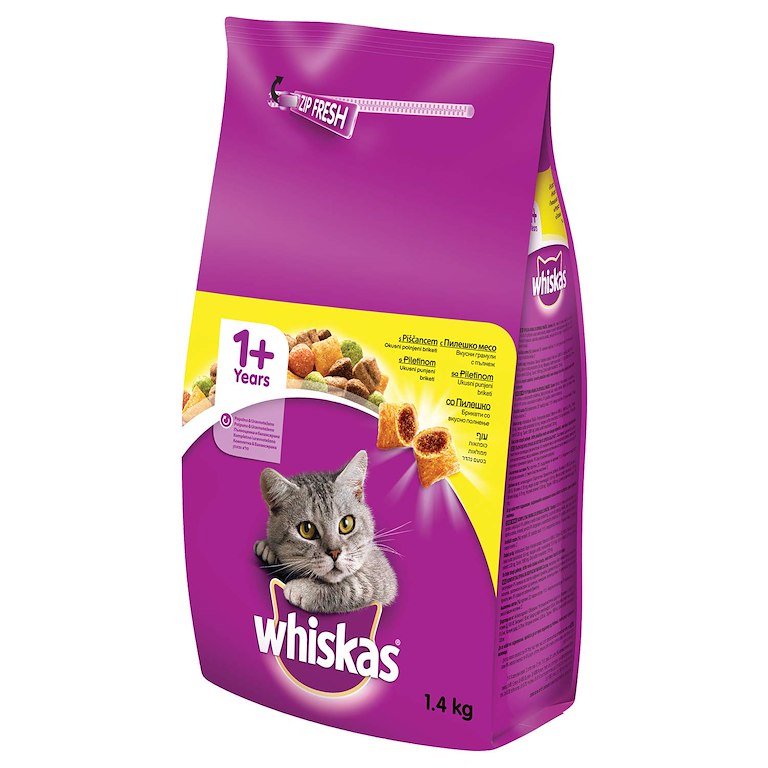 Whiskas omega 6,kompletna hrana za macke sa piletinom 1,4 kg