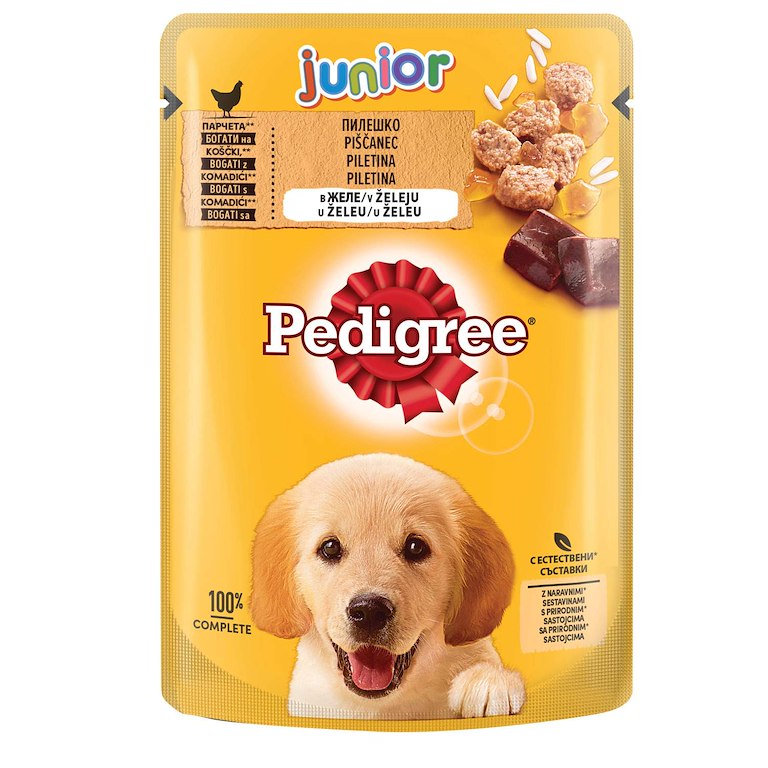 Pedigree junior sa piletinom i pirincem u zeleu-kompletna hrna za stence 100 g