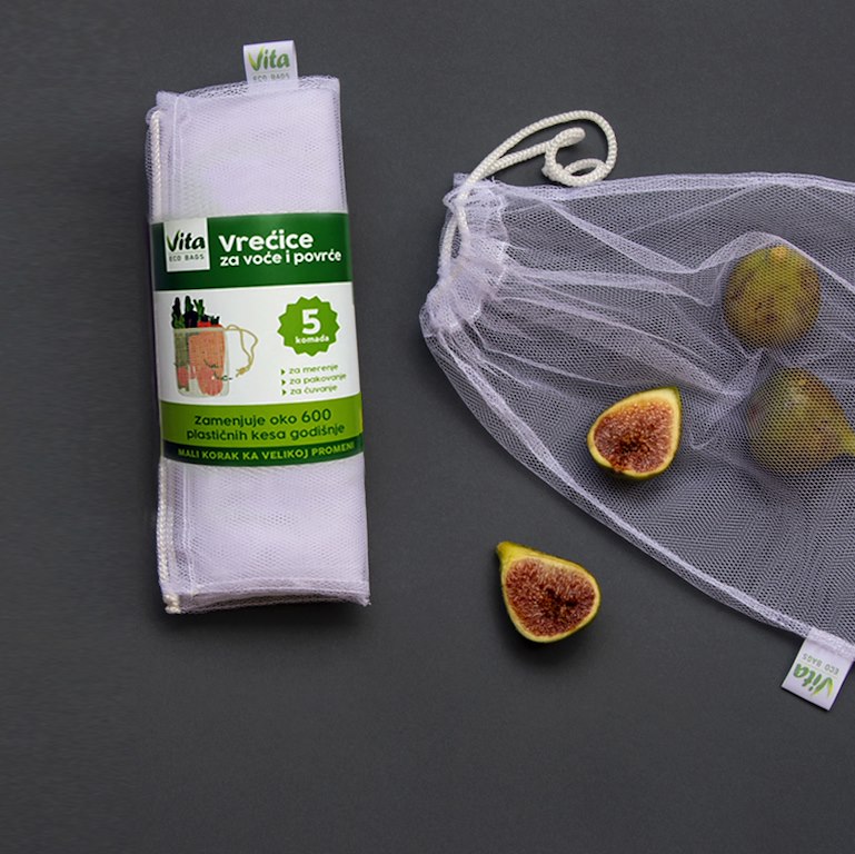 Višekratne ekološke vrećice za sveže namirnice (pakovanje 5 komada)
