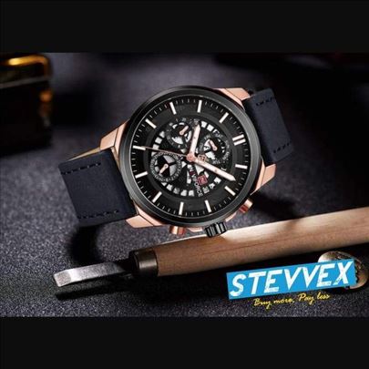 Crno bronzani muški sat sa hronometrima+garancija