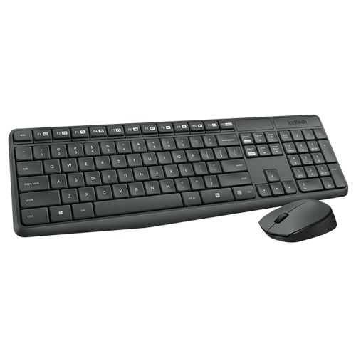 LOGITECH Bežična tastatura i miš MK235 (Crna) USB nano prijemnik, Membranski tasteri, SRB (YU), Alkalna baterija