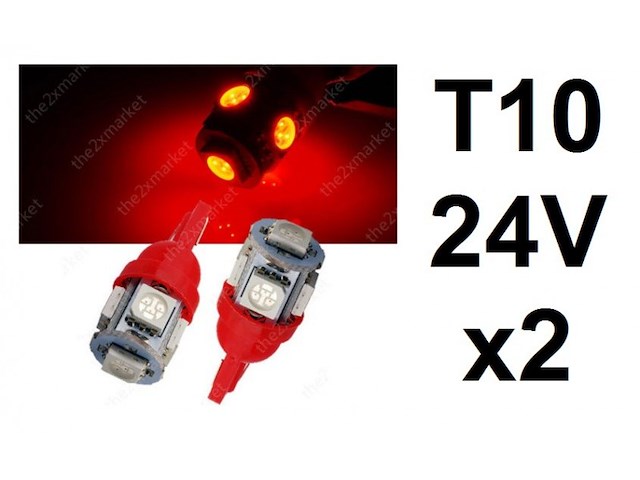 LED Sijalica - T10 pozicija - 24V - 5 SMD - 2 kom - Crv
