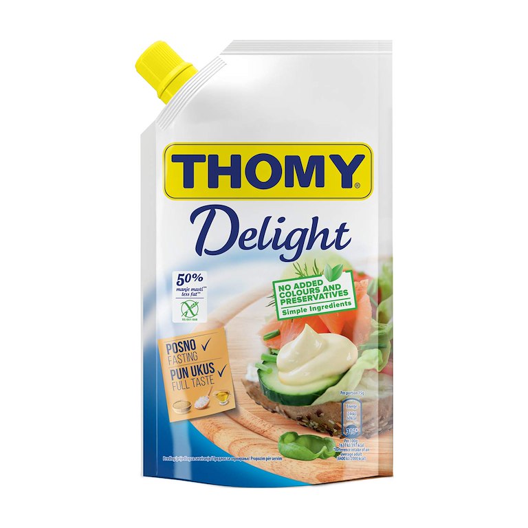 thomy majonez delight dojpak 220g thomy