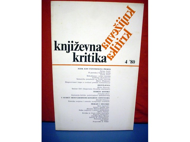 KNJIŽEVNA KRITIKA 4/80, Jezik kao univerzalna praksa