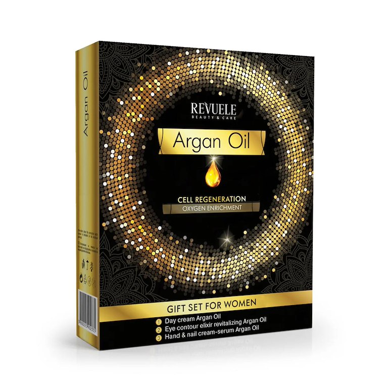 Poklon set za negu kože REVUELE Argan Oil 2x50ml + 25ml