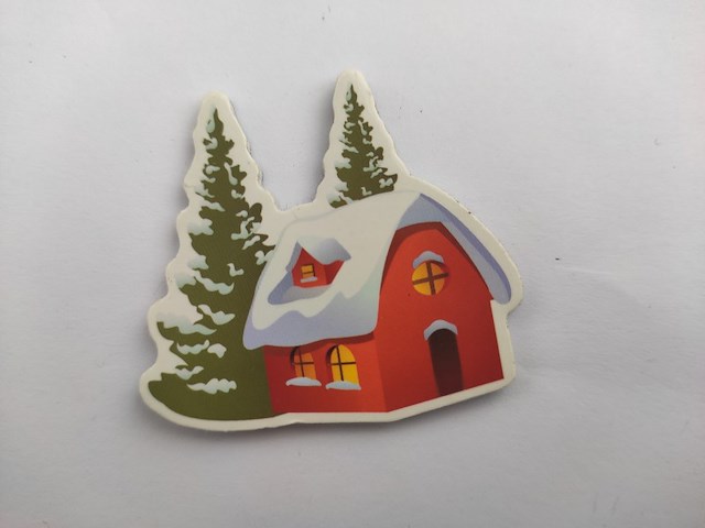 Magnet za frižider planinska kućica sa drvećem