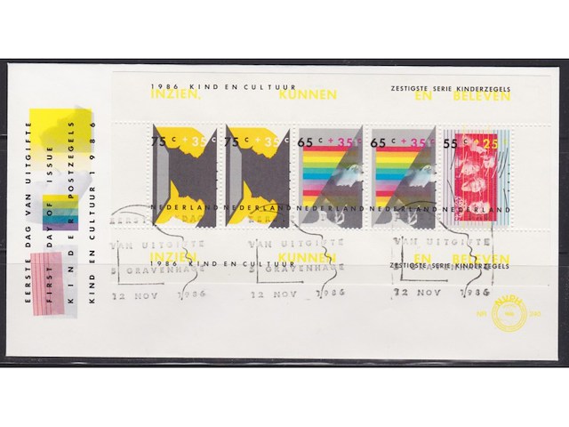 Holandija 1986 Deca i kultura FDC