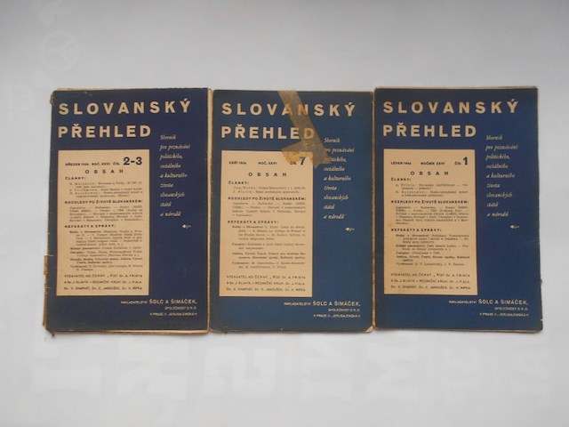 Slovansky prehled 1,2-3,7 /XXVI,1934. slovenski pregled