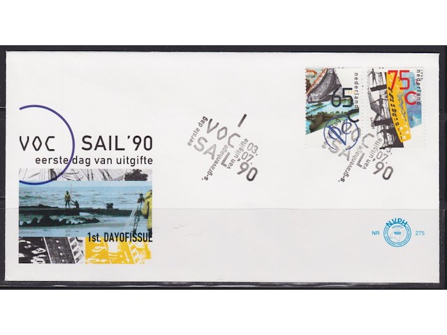 Holandija 1990 brodovi i Amsterdam FDC