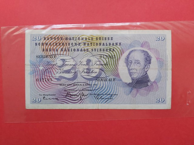 Svajcarska 20 franaka 1965