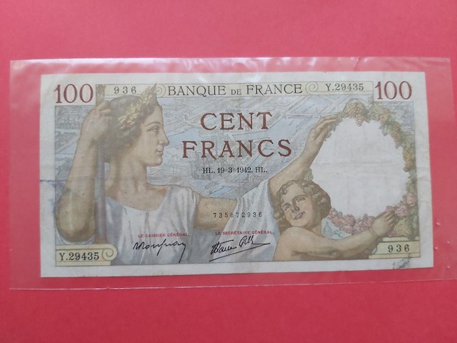 Francuska 100 cent francs 1942