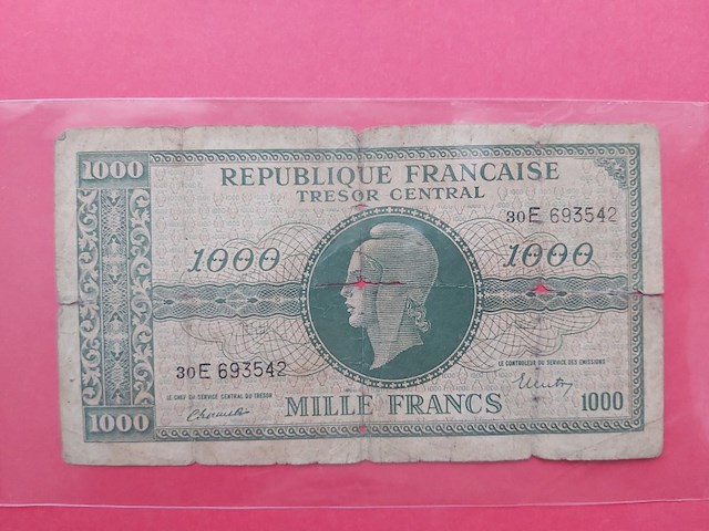 Francuska 1000 franaka 1944 Centralni tresor R P-107