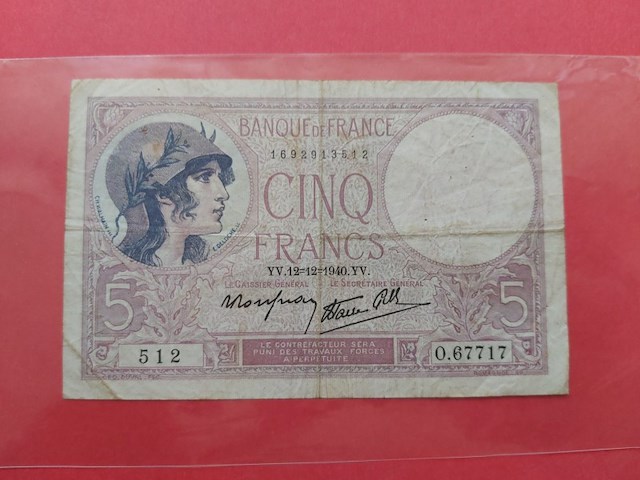 Francuska 5 franaka 1942