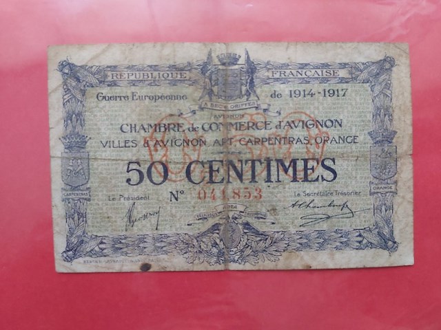 Francuska 50 centimes Avignon 1914-1917