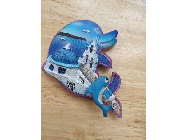 Magnet za frižider Santorini Tera Grčka delfini