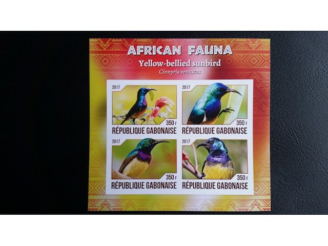 Gabon 2017. - Ptice - Afričke 5 ** Negumirano