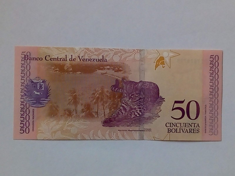 50 Bolivares 2018.g -Venecuela -Divlja Mačka - ODLIČNA