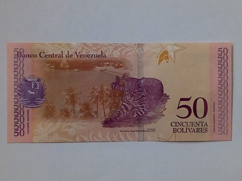 50 Bolivares 2018.g -Venecuela -Divlja Mačka - ODLIČNA