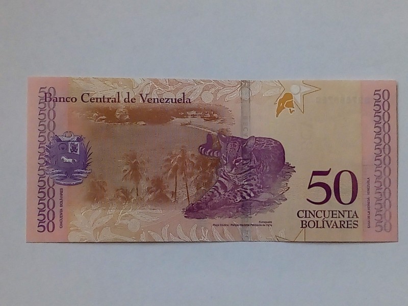 50 Bolivares 2018.g -Venecuela -Divlja Mačka - ODLIČNA