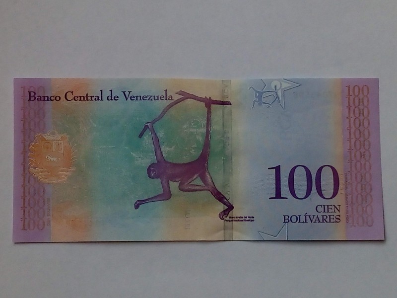 100 Bolivares 2018.g - Venecuela - Majmun - ODLIČNA