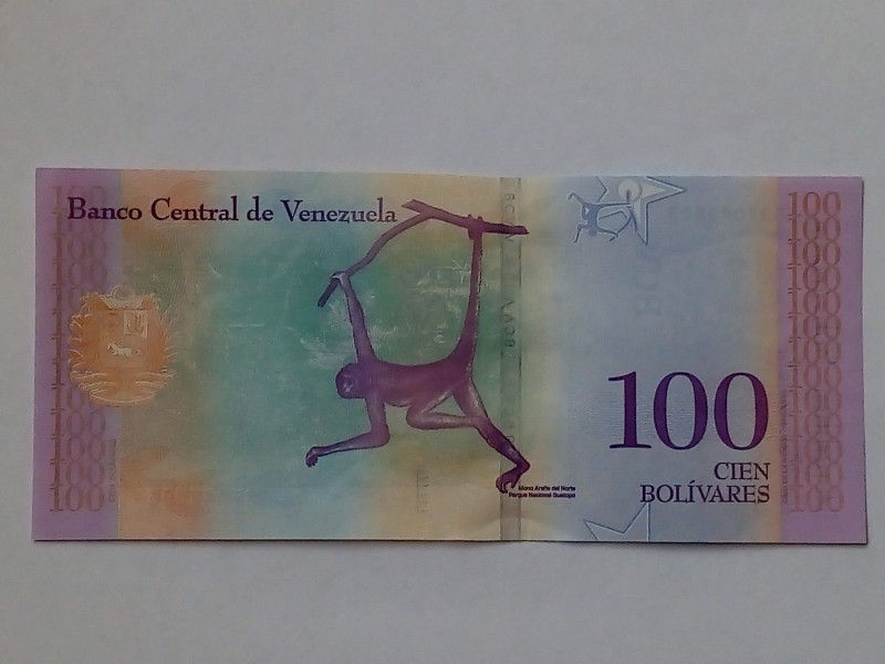 100 Bolivares 2018.g - Venecuela - Majmun - ODLIČNA