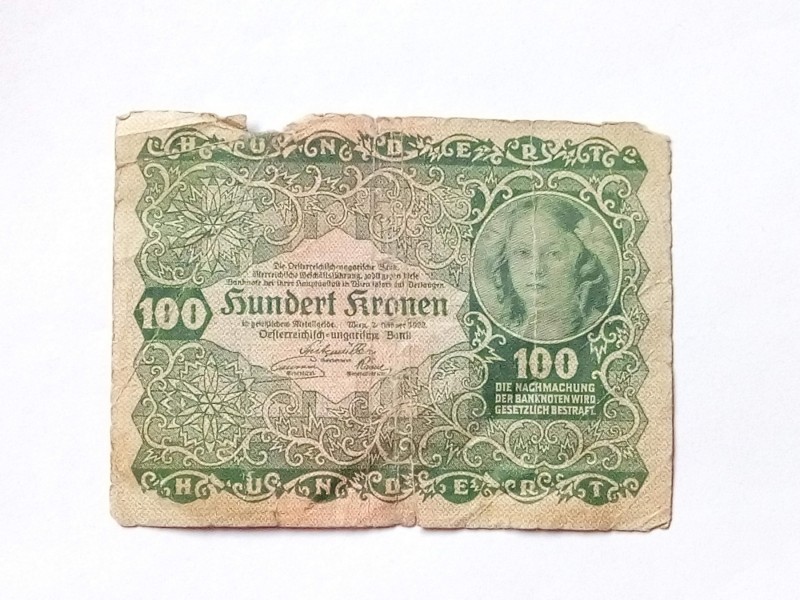 100 Kronen 1922.godine - Austrija -