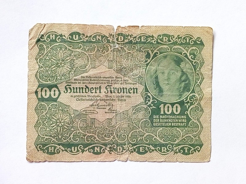 100 Kronen 1922.godine - Austrija -