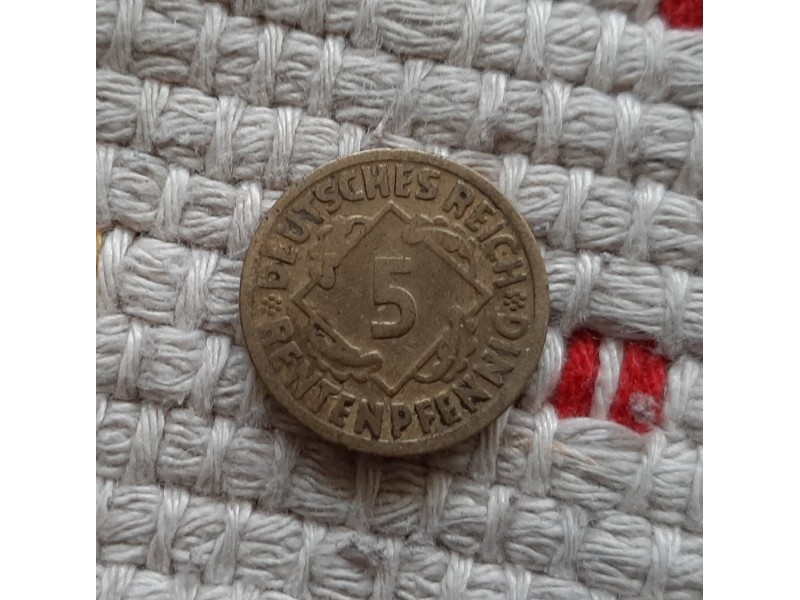 5 rentenpfennig 1924 F