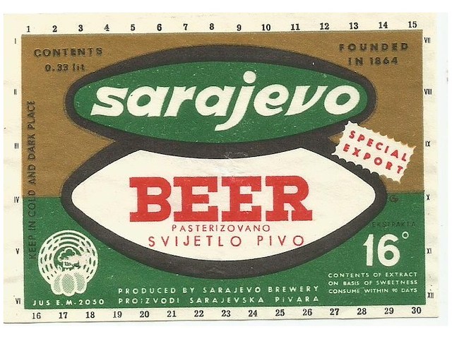 SARAJEVO BEER stara pivska etiketa