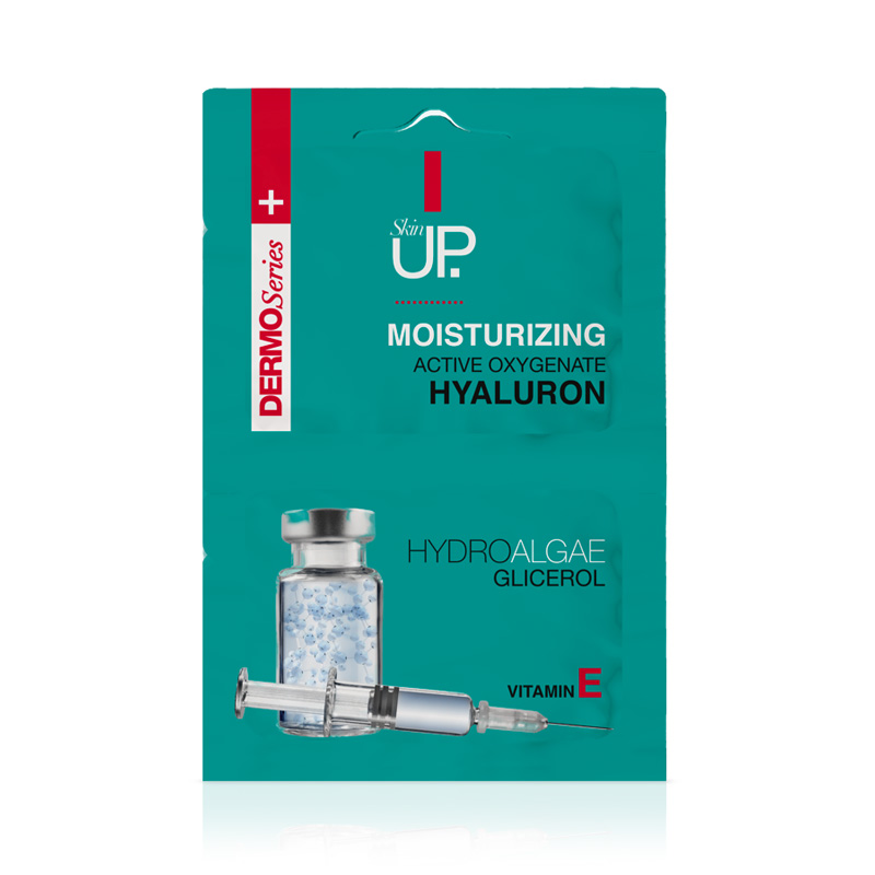 Maska za hidrataciju lica sa hijaluronskom kiselinom, hidroalgama, glicerolom, zelenim algama i vitaminom E SKIN UP DermoSeries Moisturizing (2 x 5 ml)