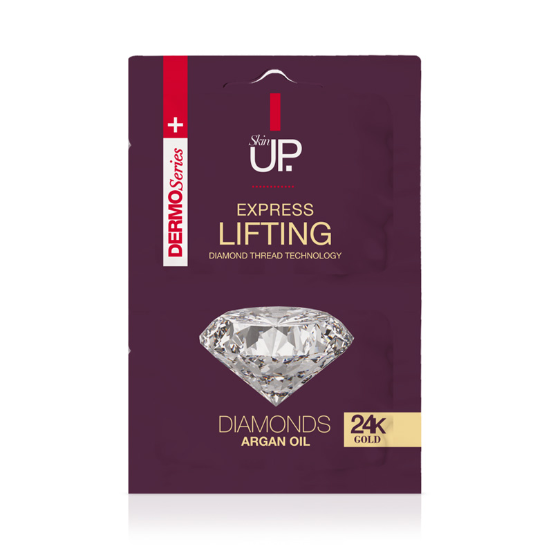 Maska za za zatezanje bora sa 24-karatnim zlatom, dijamantima, uljem argana i crvenim algama SKIN UP DermoSeries Express Lifting (2 x 5 ml)