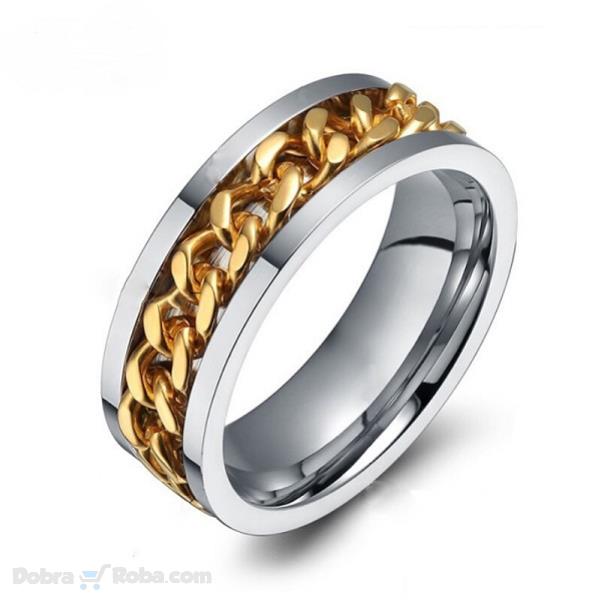 Sivo-Zlatni Prsten Lanac