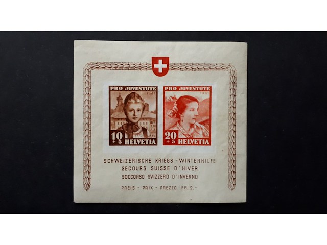 Švajcarska - 1941. Bl 6 * Čisto sa falcom