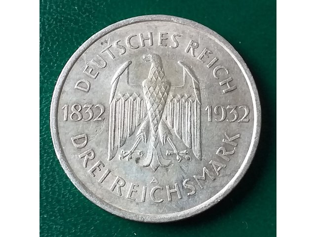 DREI REICHSMARK 1932 A srebro