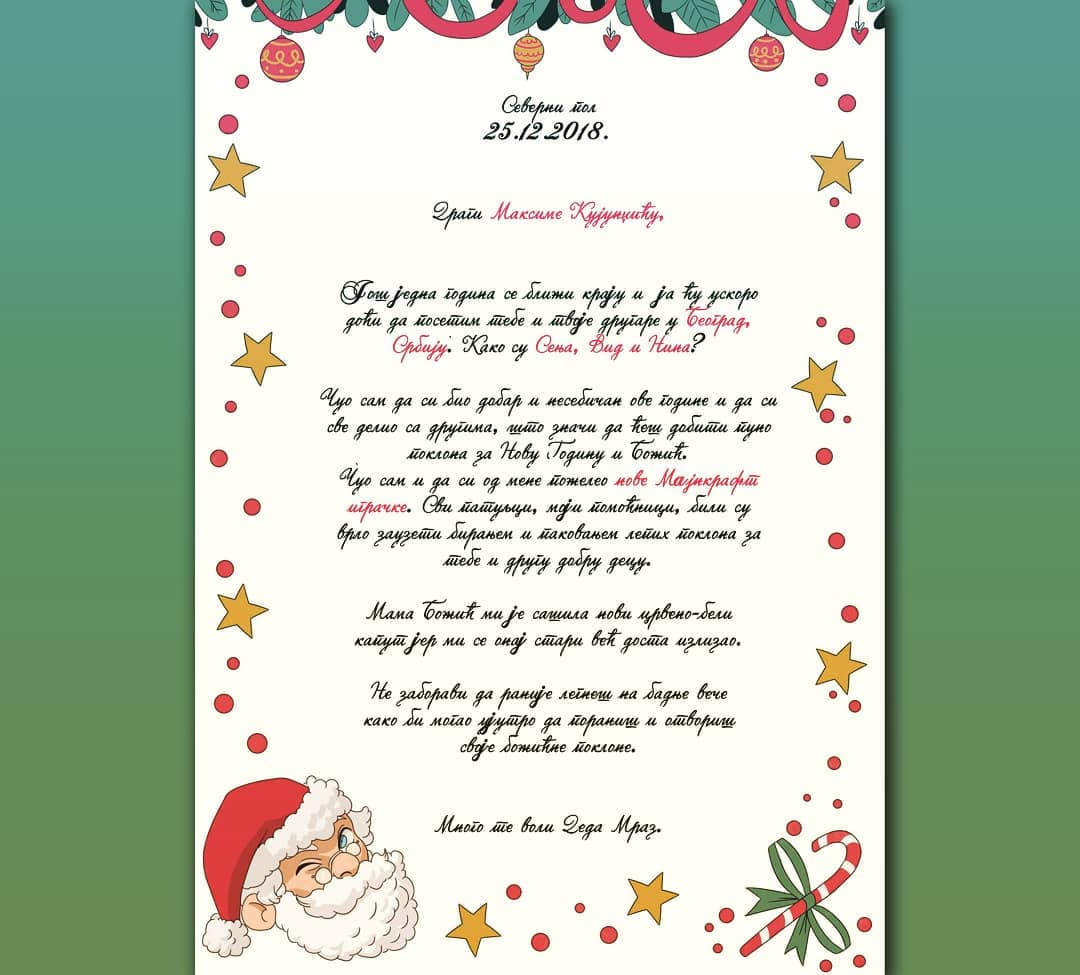 Pismo od Deda Mraza