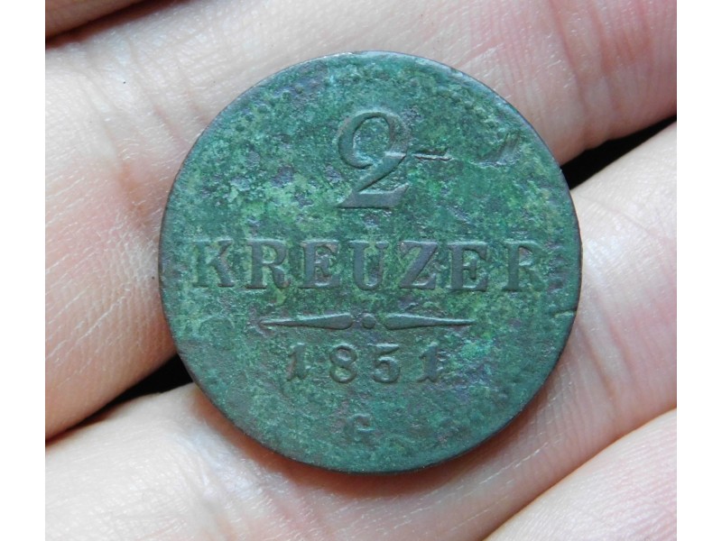 2 kreuzer 1851 G - retko