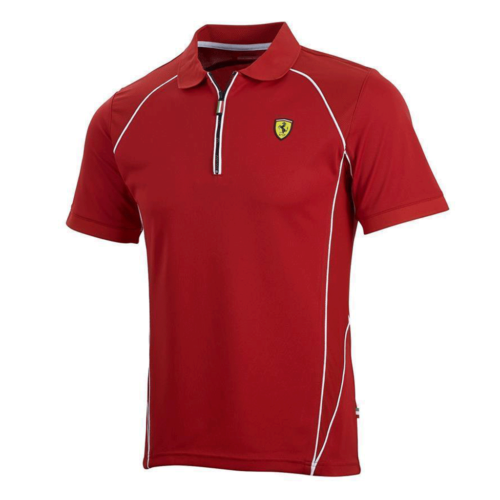 Ferrari muška polo majica sa rajsfešlusom – XL, Crvena